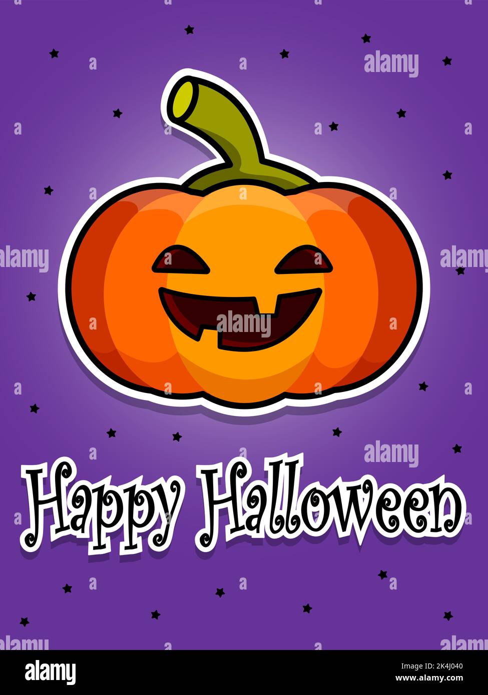 Halloween postcard. Smiling pumpkin. Cartoon flat vector illustration ...
