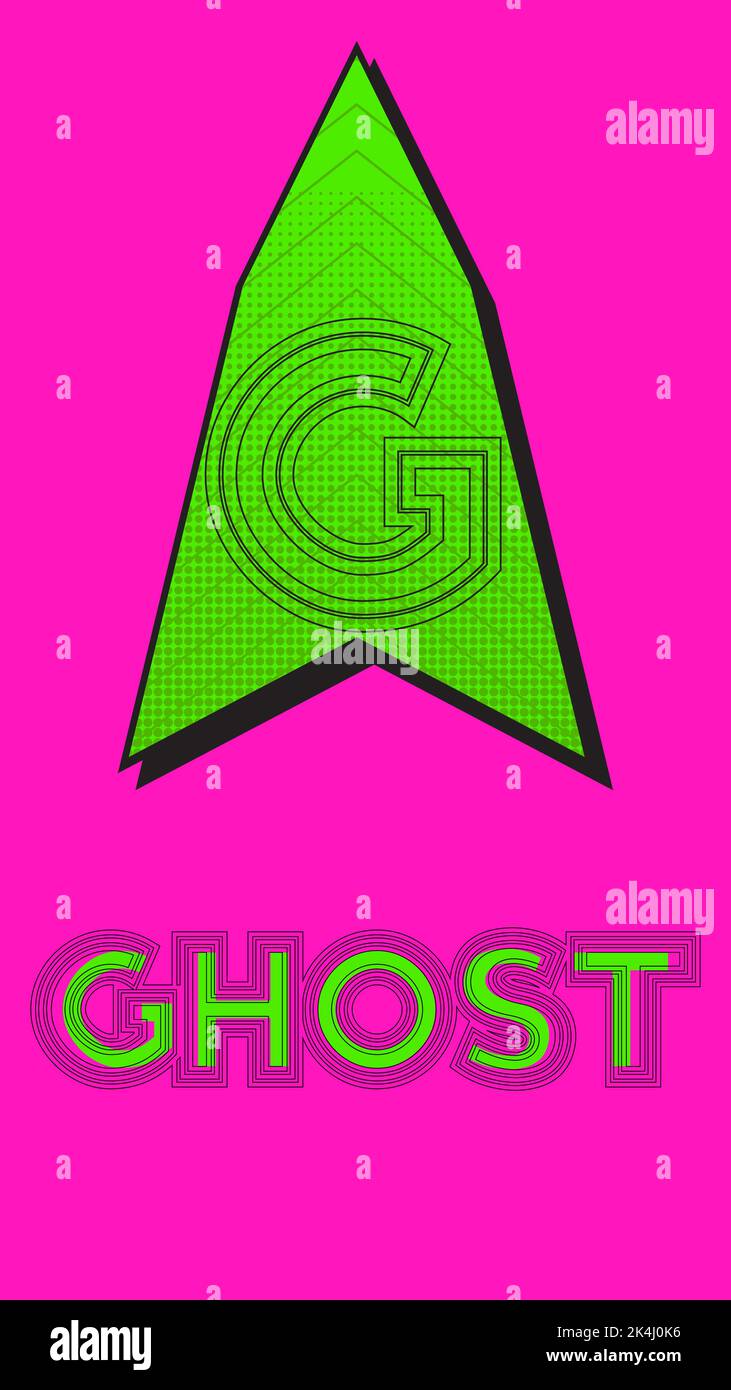 Superhero coat of arms showing Super Ghost icon. Colorful comic book ...