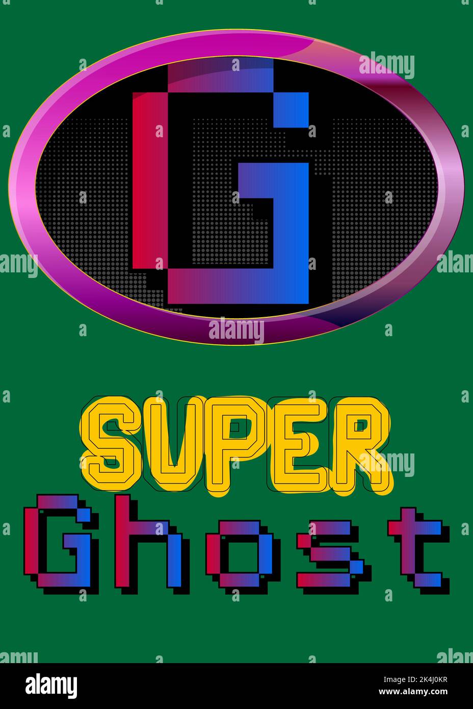 Superhero coat of arms showing Super Ghost icon. Colorful comic book ...