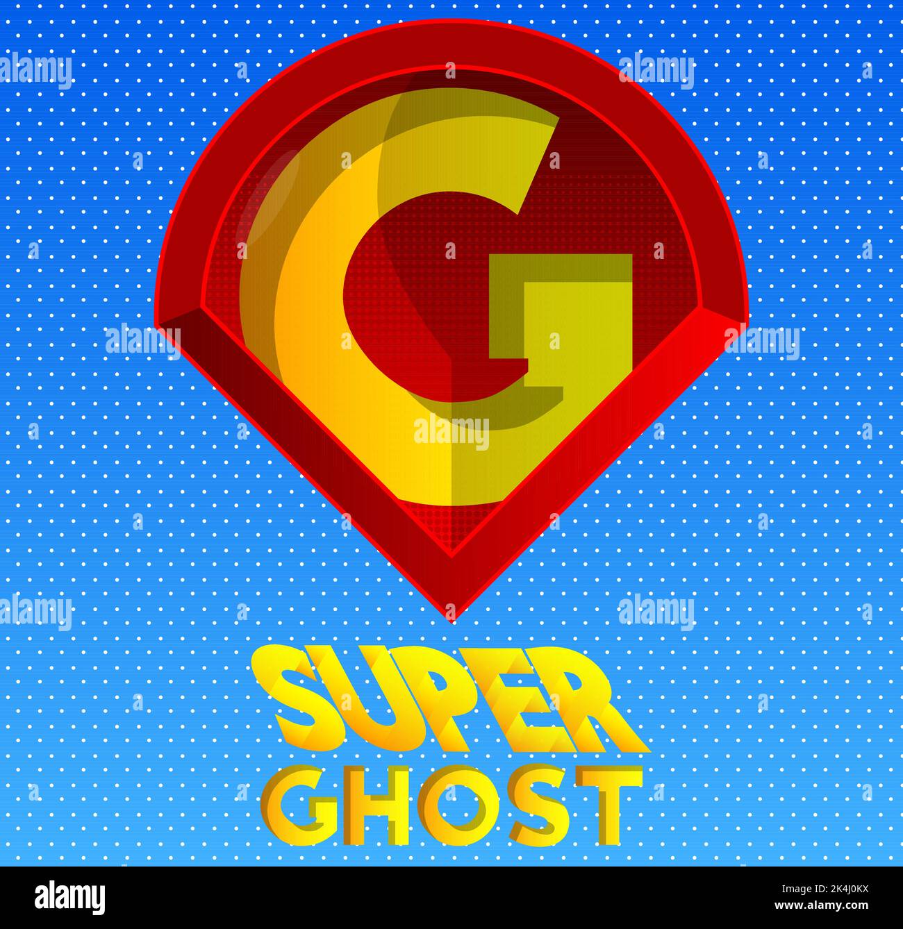 Superhero coat of arms showing Super Ghost icon. Colorful comic book ...