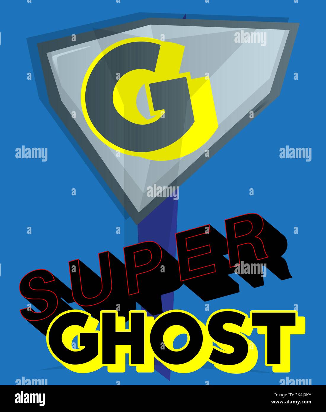 Superhero coat of arms showing Super Ghost icon. Colorful comic book ...