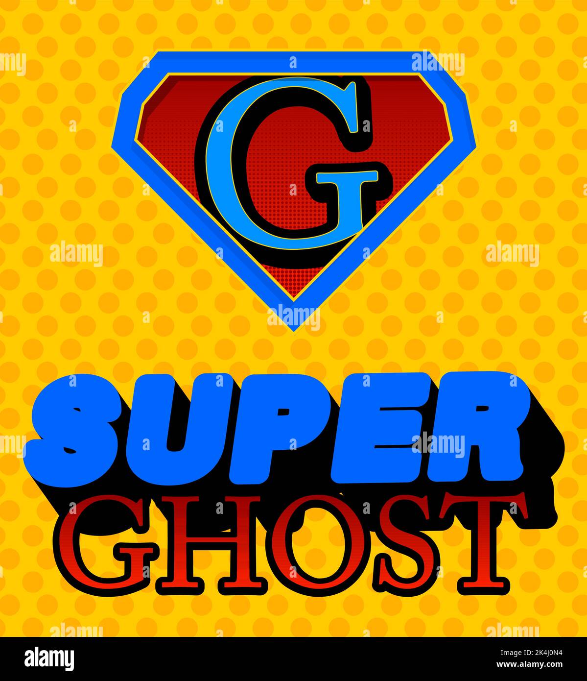 Superhero coat of arms showing Super Ghost icon. Colorful comic book ...