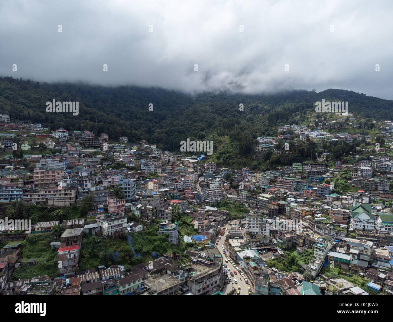An aerial view of the Kohima Nagaland cityscape and home to the famous ...