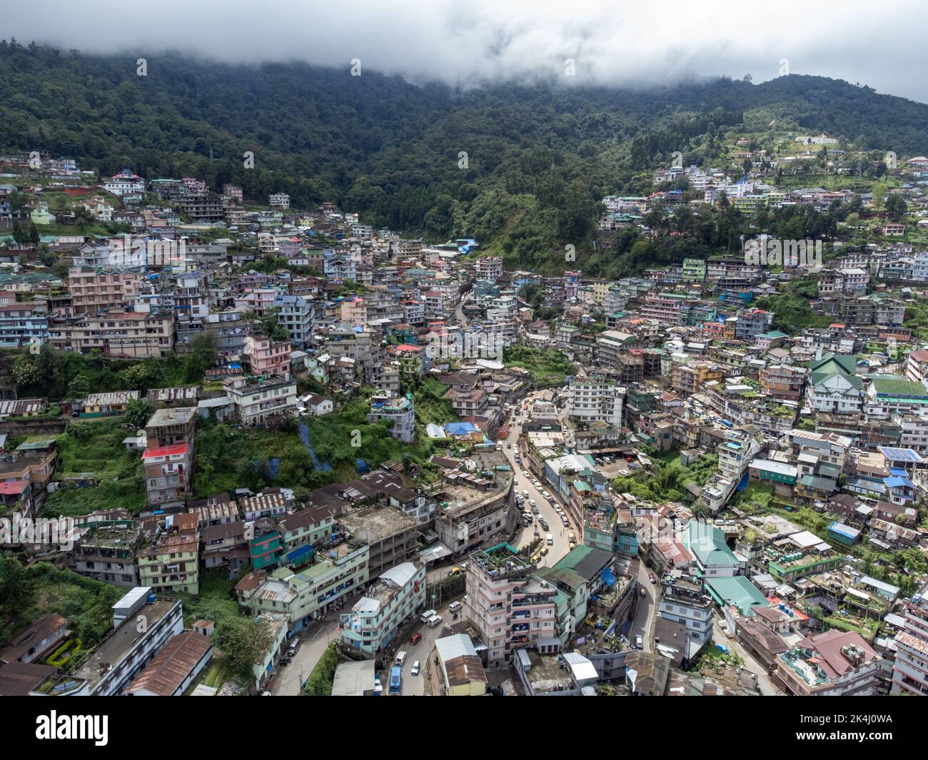 An aerial view of the Kohima Nagaland cityscape and home to the famous ...
