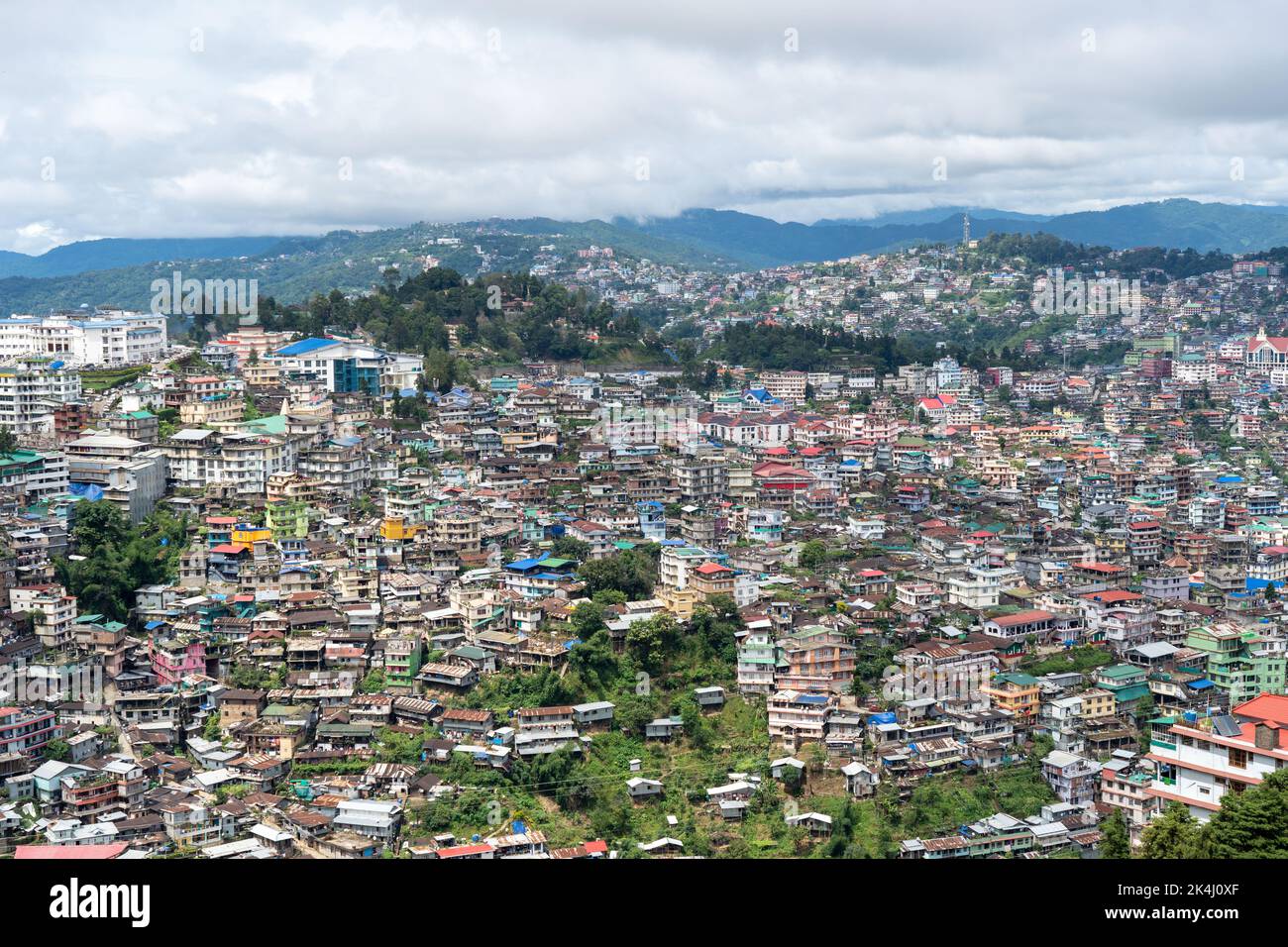 A high angle view of the city of Kohima, Nagaland the home of the ...