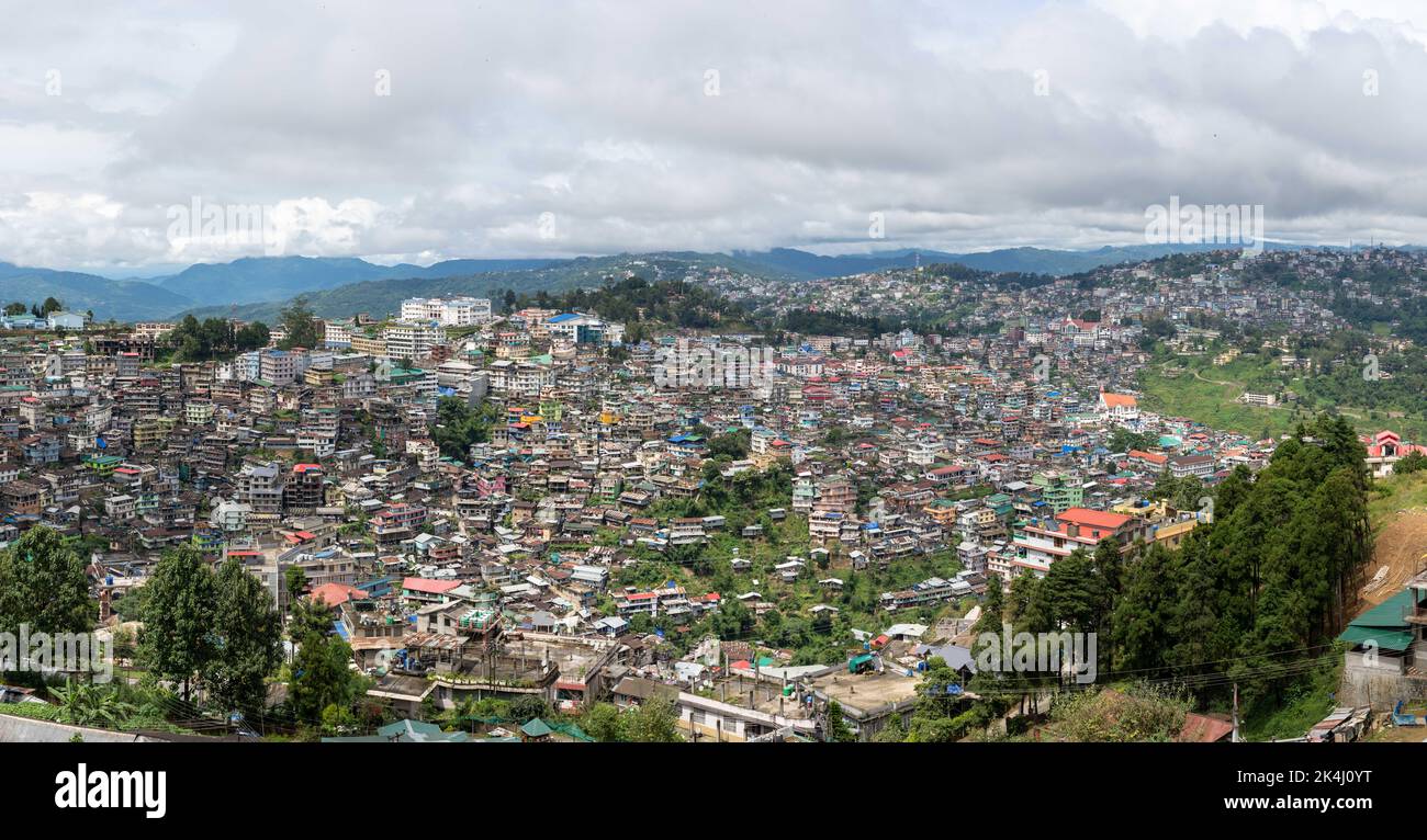 A panoramic high angle view of the city of Kohima, Nagaland the home of ...