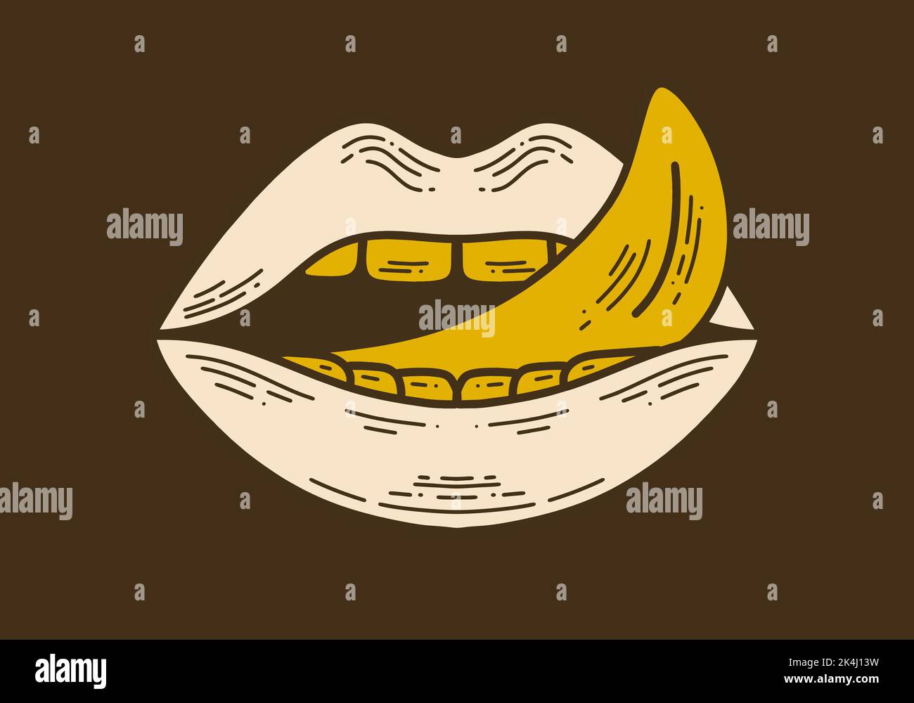 Vintage art illustration drawing of a lips and tongue Stock Vector ...