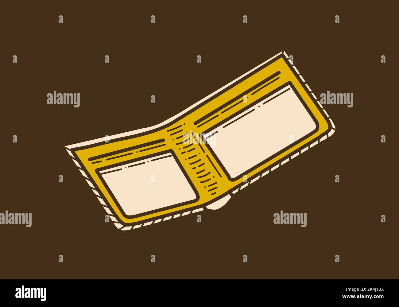 Vintage art illustration drawing of a open wallet Stock Vector Image ...