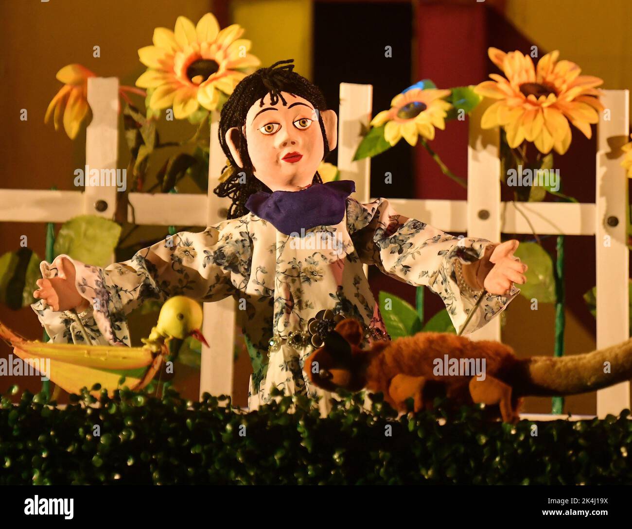 Puppeteers of the Tripura Puppet Theatre perform during a puppet show ...
