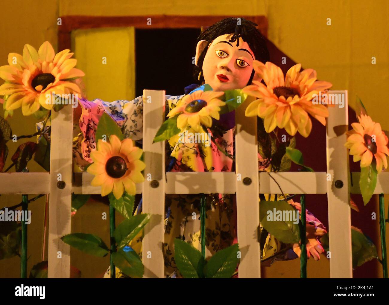 Puppeteers of the Tripura Puppet Theatre perform during a puppet show ...