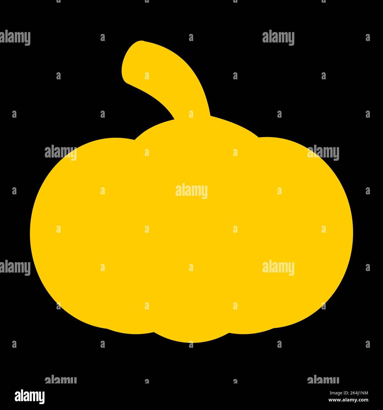 Yellow silhouette of a pumpkin on a black background. Halloween poster ...