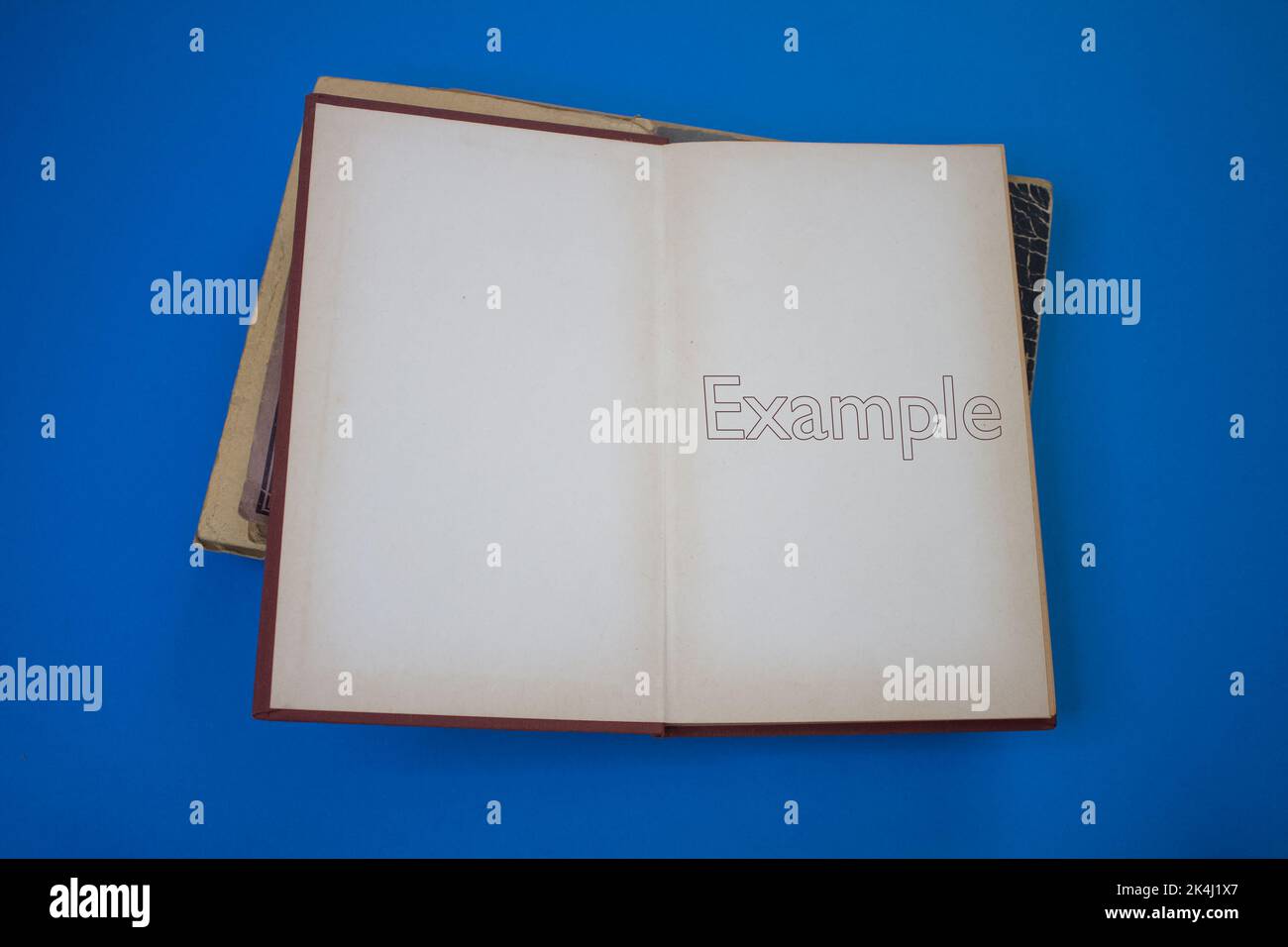 Example word in opened book with vintage, natural patterns old antique ...