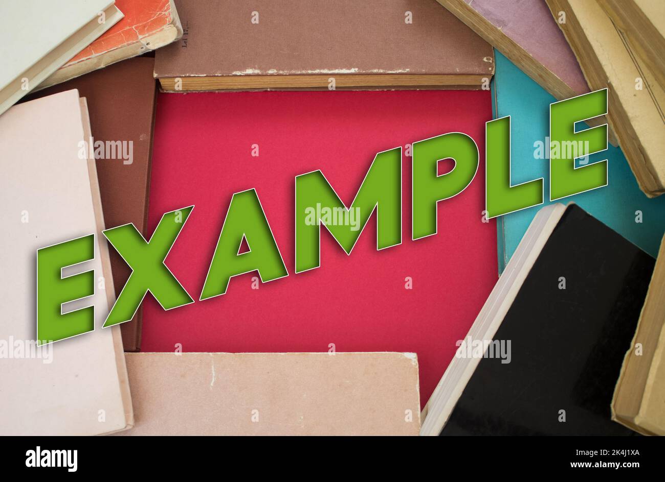 Example word in opened book with vintage, natural patterns old antique ...