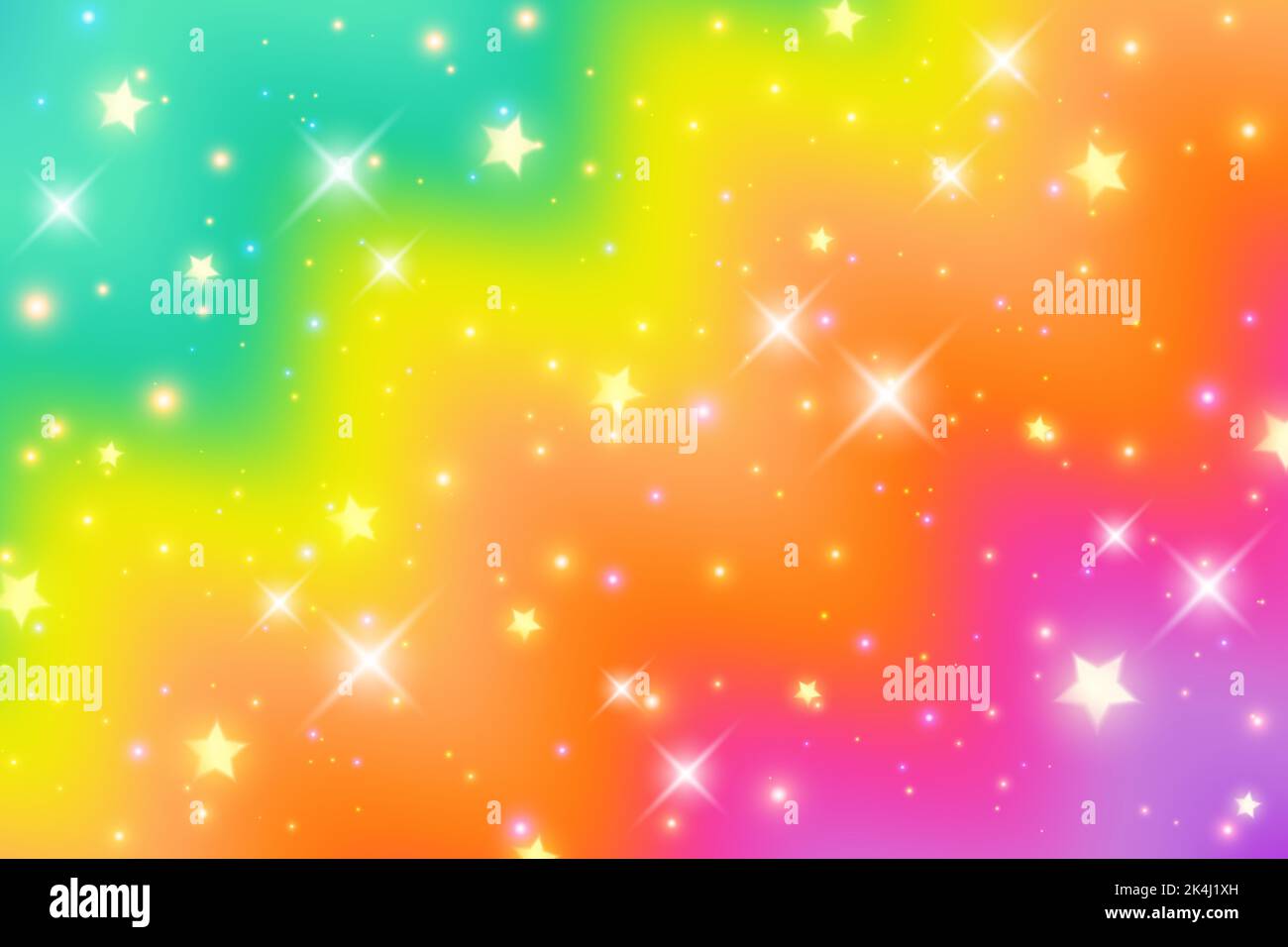 Rainbow wavy background with stars and sparkles. Striped multicolor ...