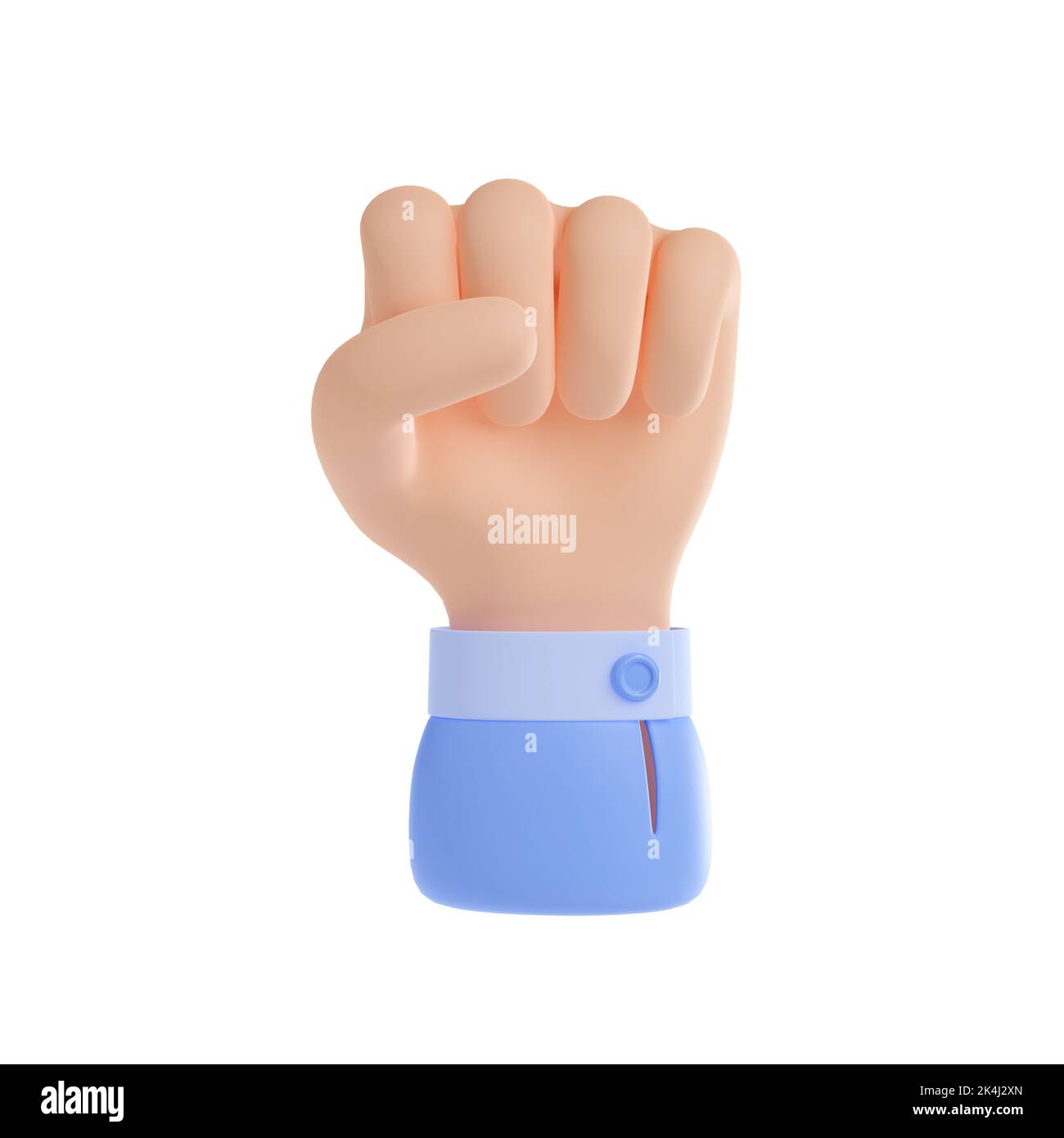 3D illustration of human hand fist isolated on white background. Strong ...