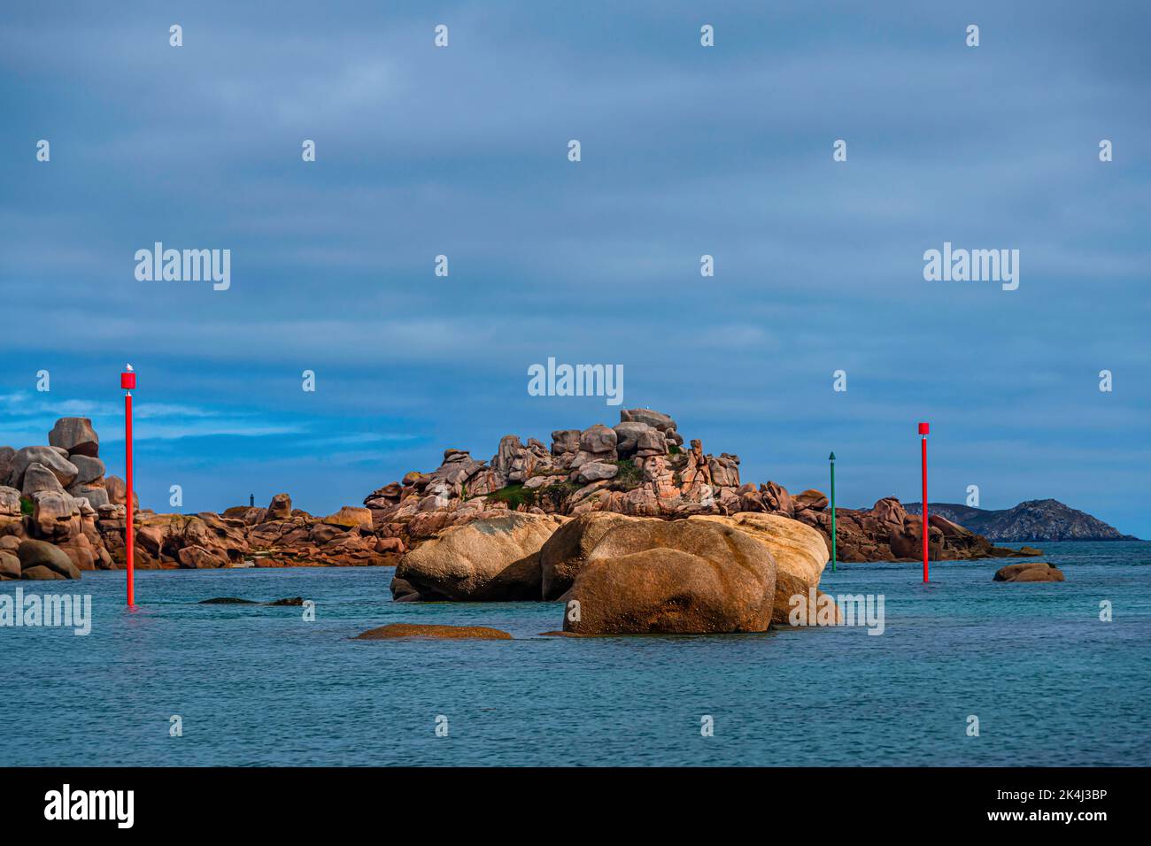 Famous granite rocks at the cote de granite rose in Tregastel in ...