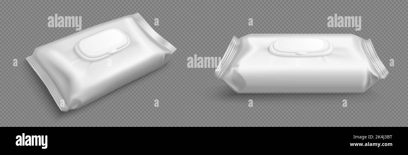 Wet wipes package, antibacterial napkins plastic pack template. Blank ...
