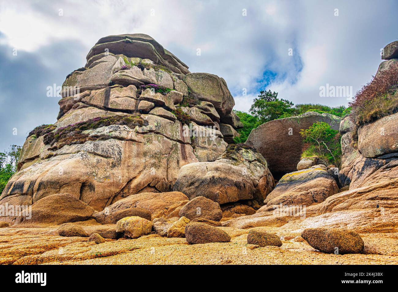 Famous granite rocks at the cote de granite rose in Tregastel in ...