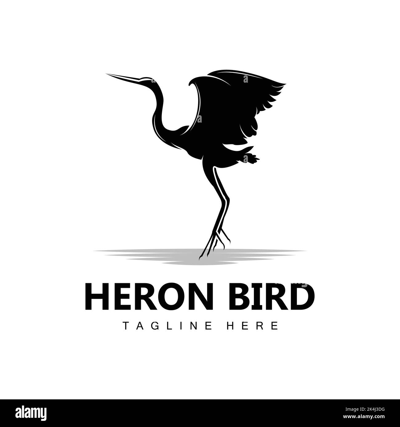 Bird Heron Stork Logo Design, Birds Heron Flying On The River Vector ...