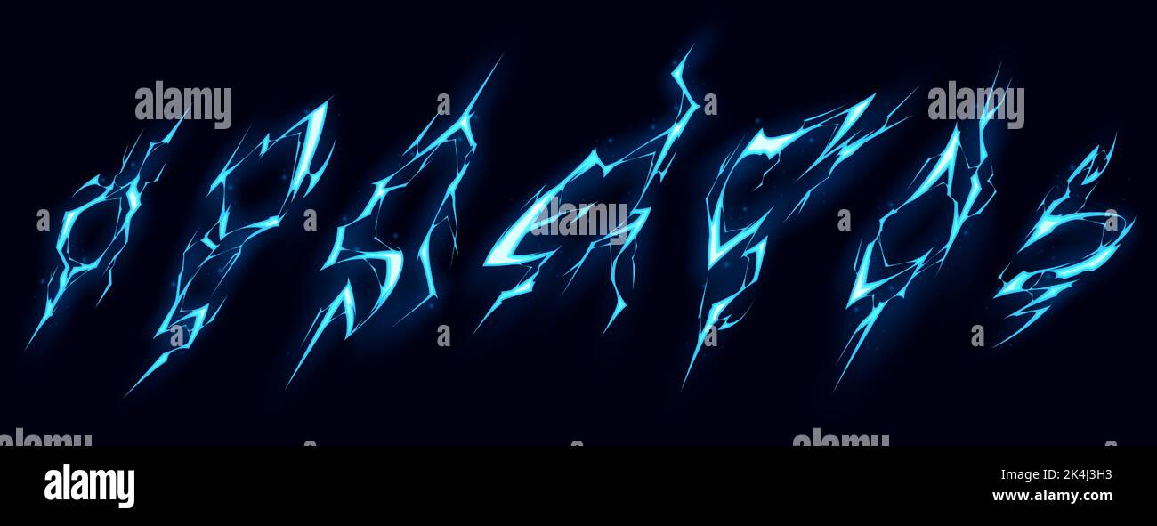 Lightning bolt hit vfx effect. Blue electric or magic thunderbolt ...