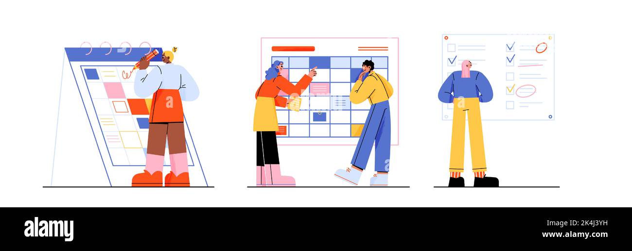 Tasks schedule business concept with people making notes and planing ...