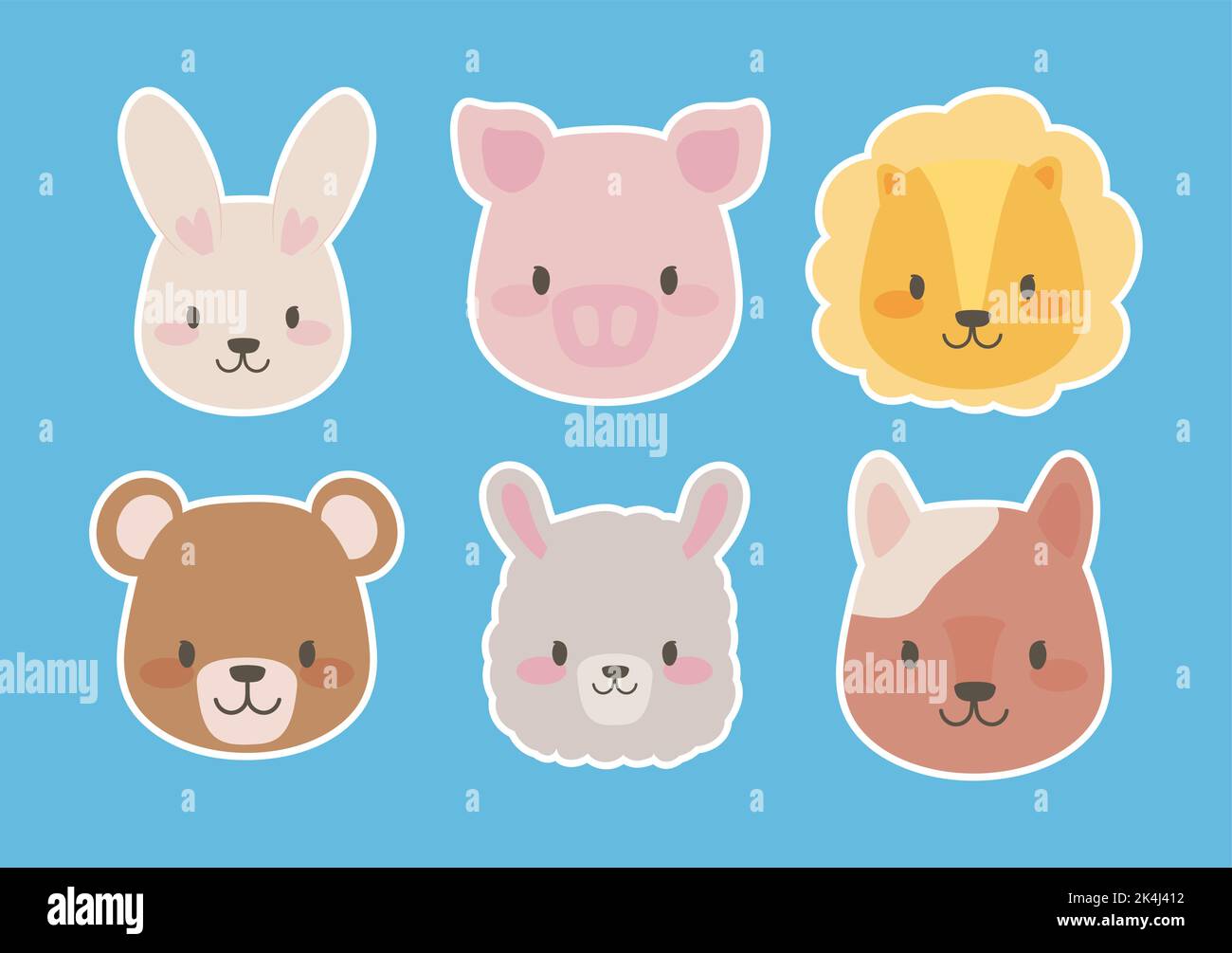 cute animals head stickers Stock Vector Image & Art - Alamy