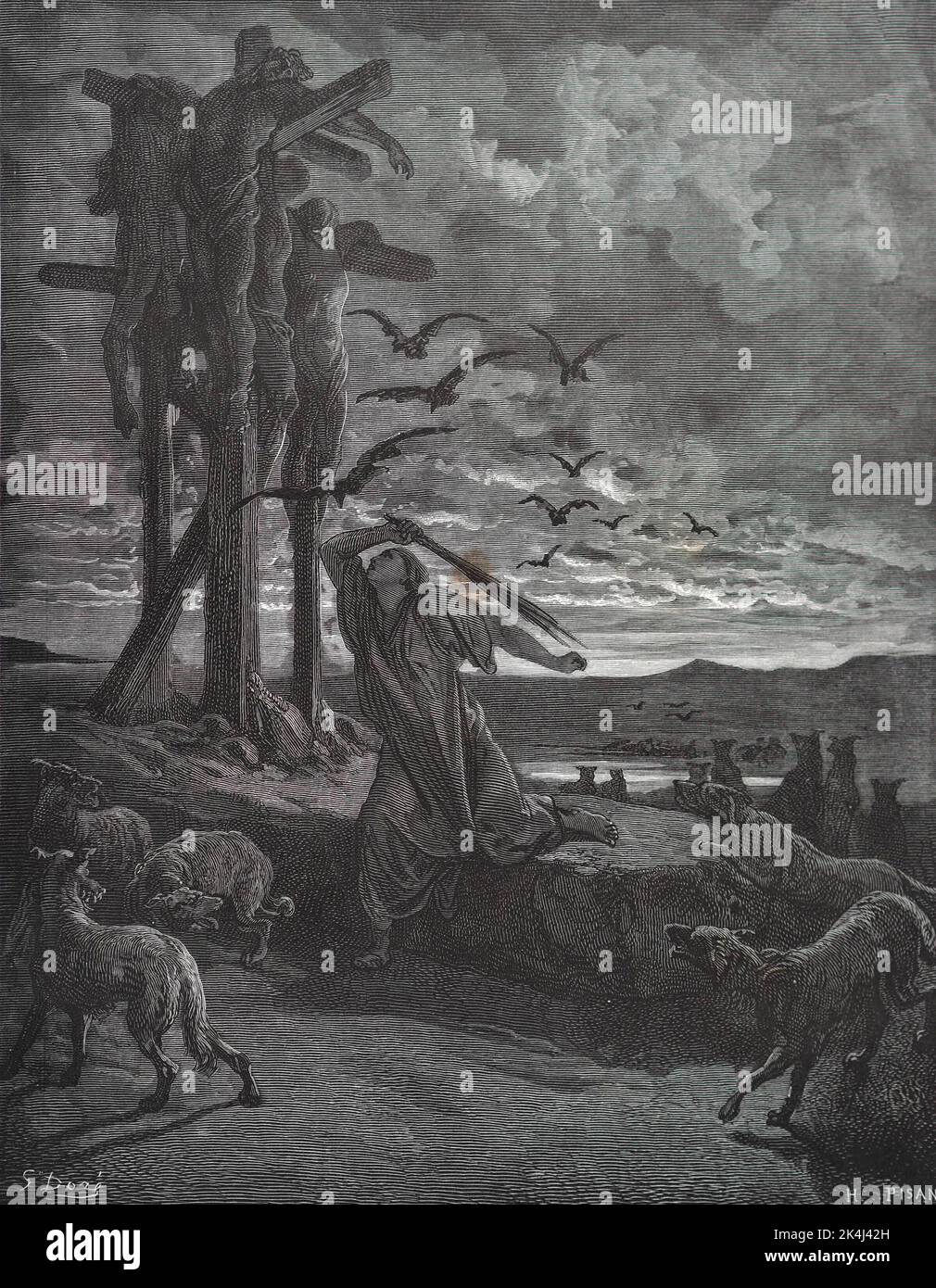 Rispo (Respho) protects the corpses of her sons. Illustration by ...