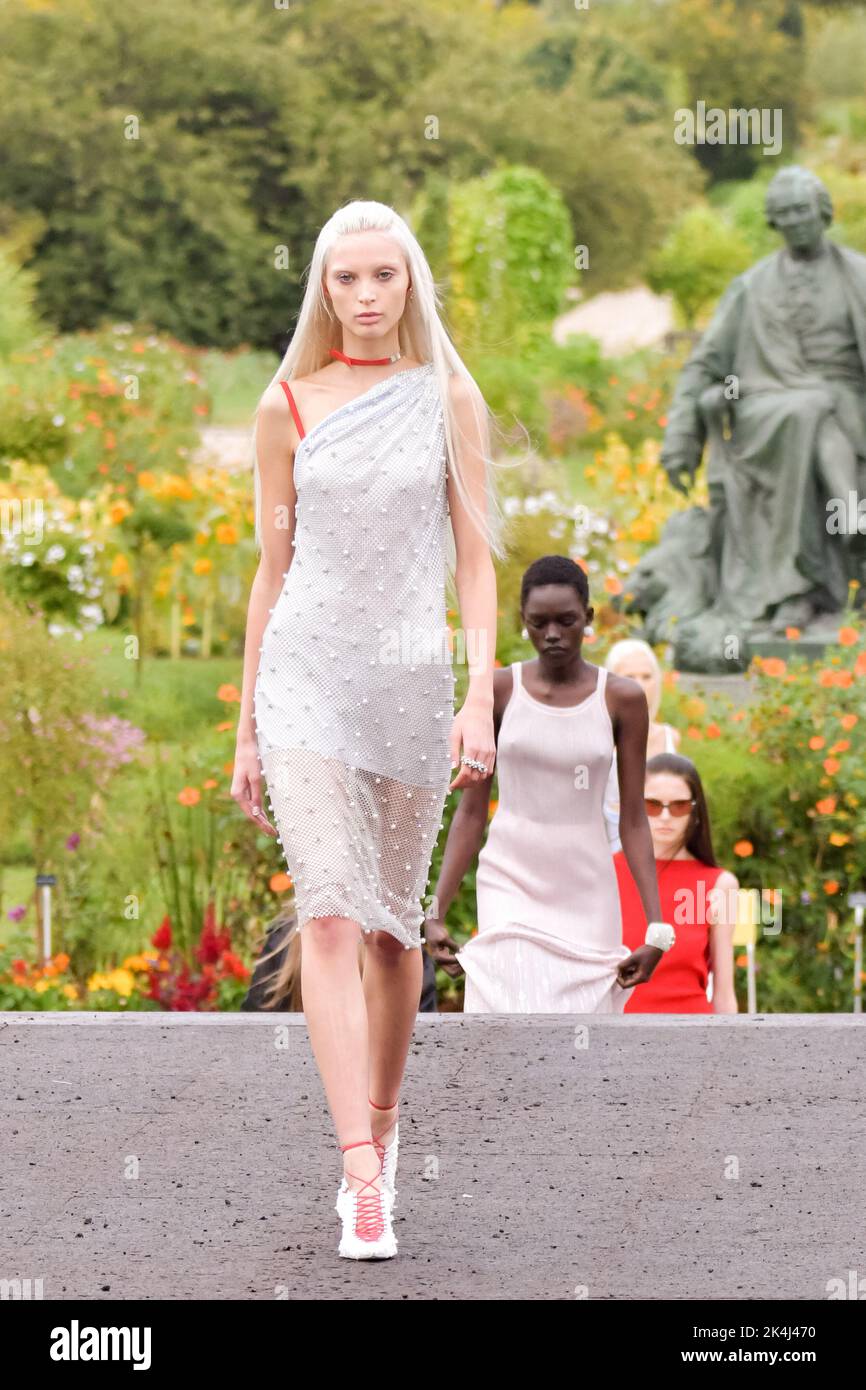 A model walks the runway during the Givenchy show as part of Paris ...