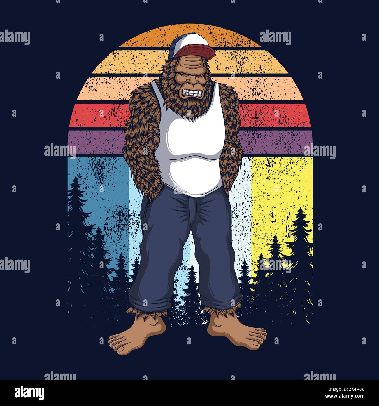 Bigfoot angry retro vector illustration Stock Vector Image & Art - Alamy