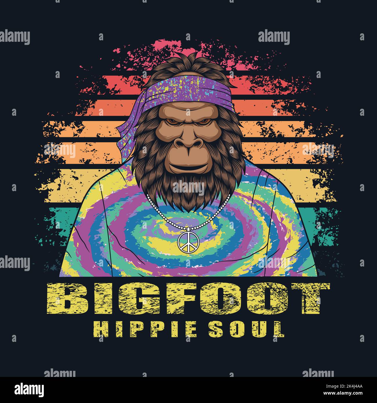 Bigfoot hippie soul retro vector illustration Stock Vector Image & Art ...