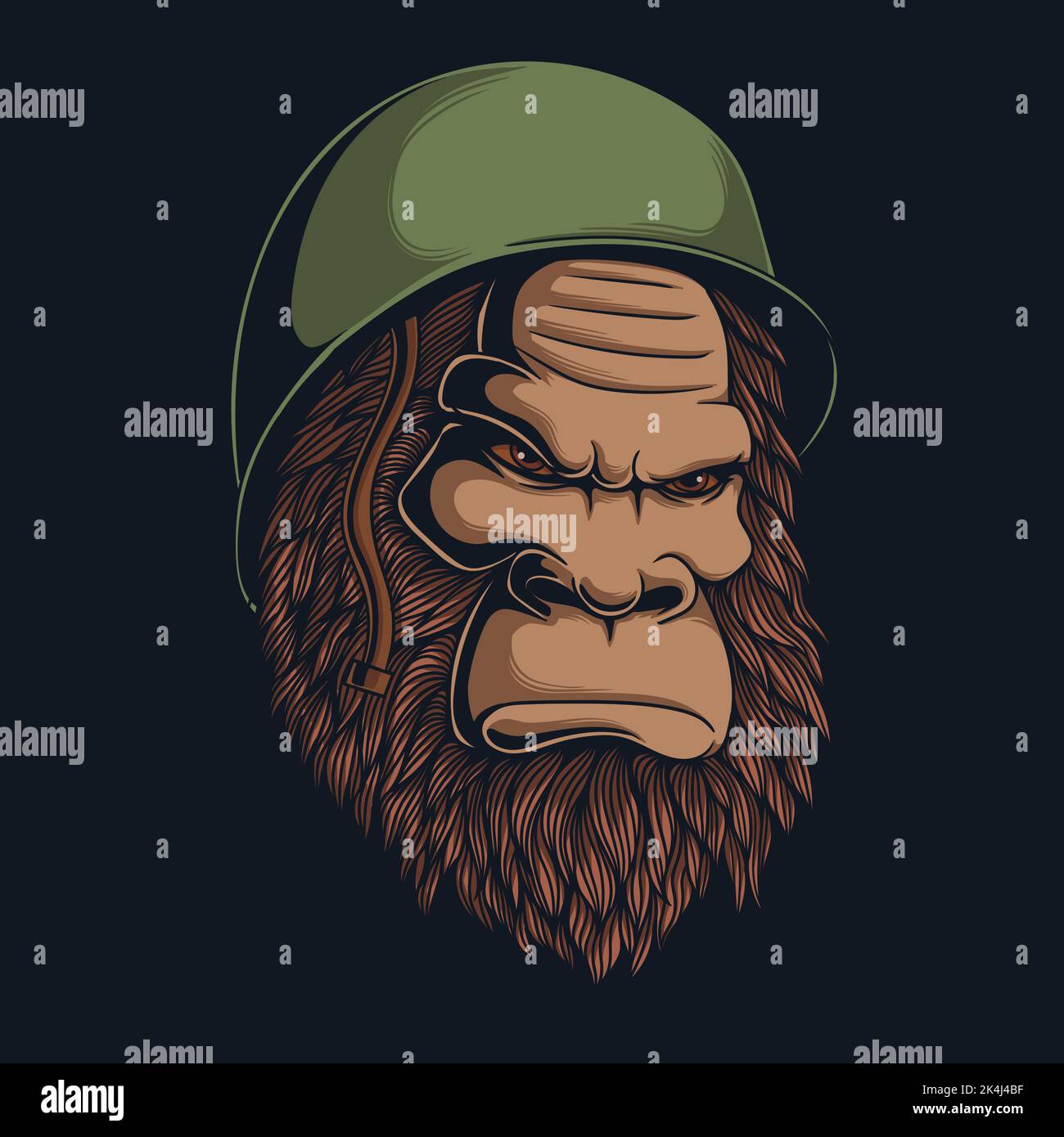 Bigfoot wearing helmet world war 2 vector illustration Stock Vector ...