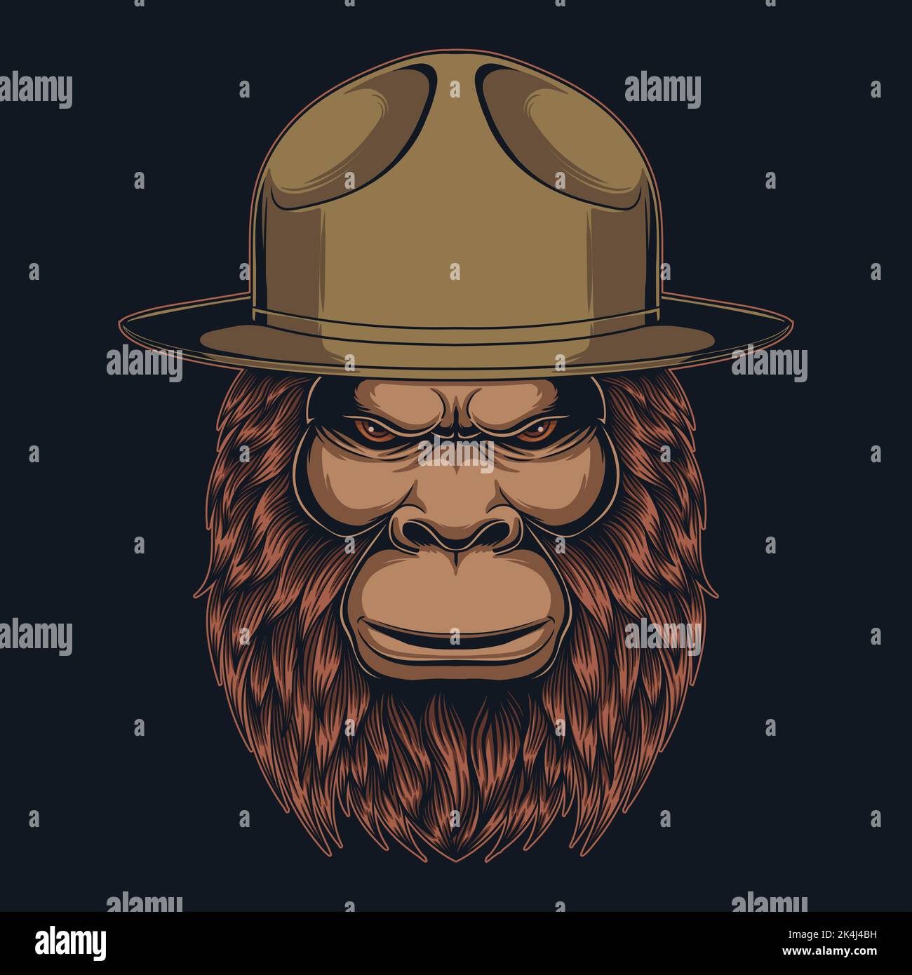 Bigfoot wearing campaign hat vector illustration Stock Vector Image ...