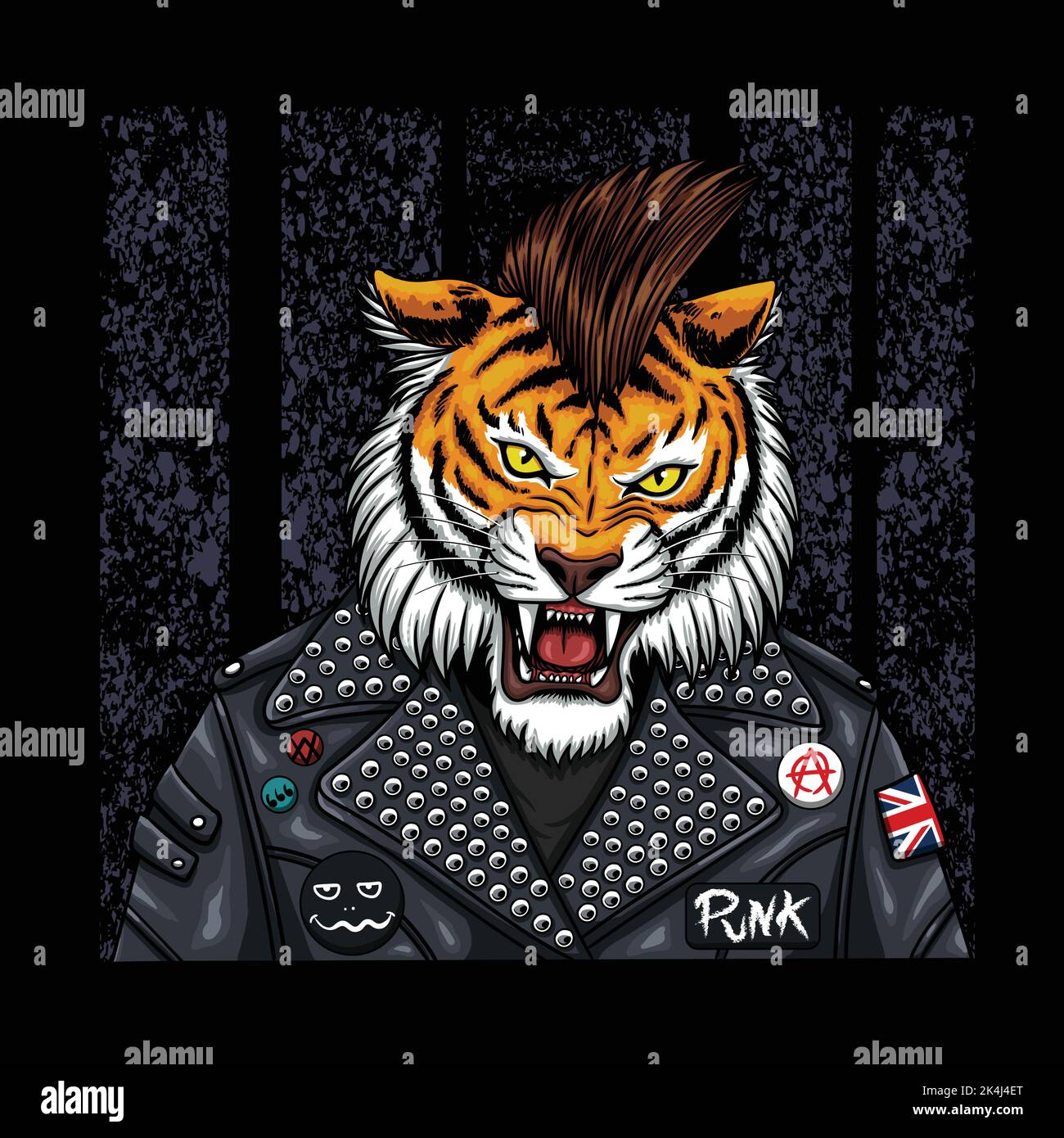 Tiger punk style vector illustration Stock Vector Image & Art - Alamy