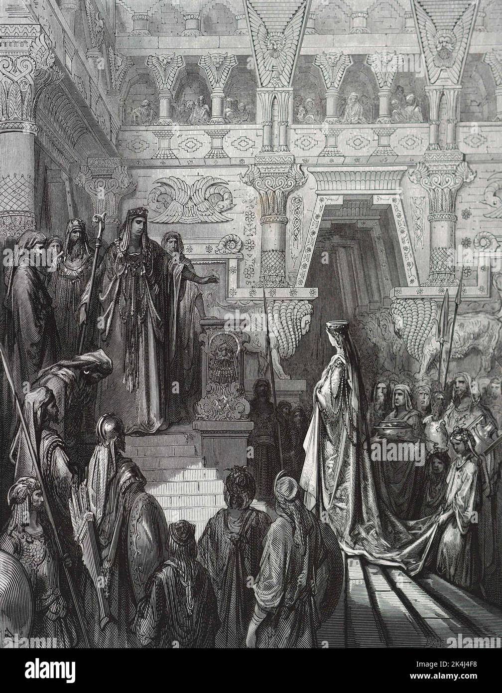 Solomon receives the Queen. Illustration by Gustave Dore from the third ...