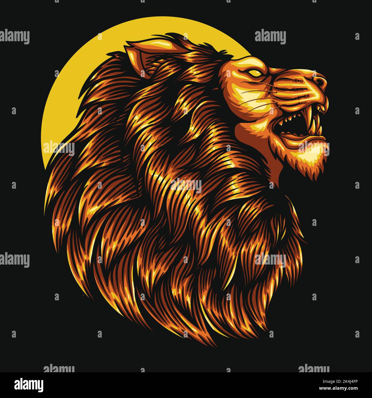 Lion head angry gold color vector illustration Stock Vector Image & Art ...