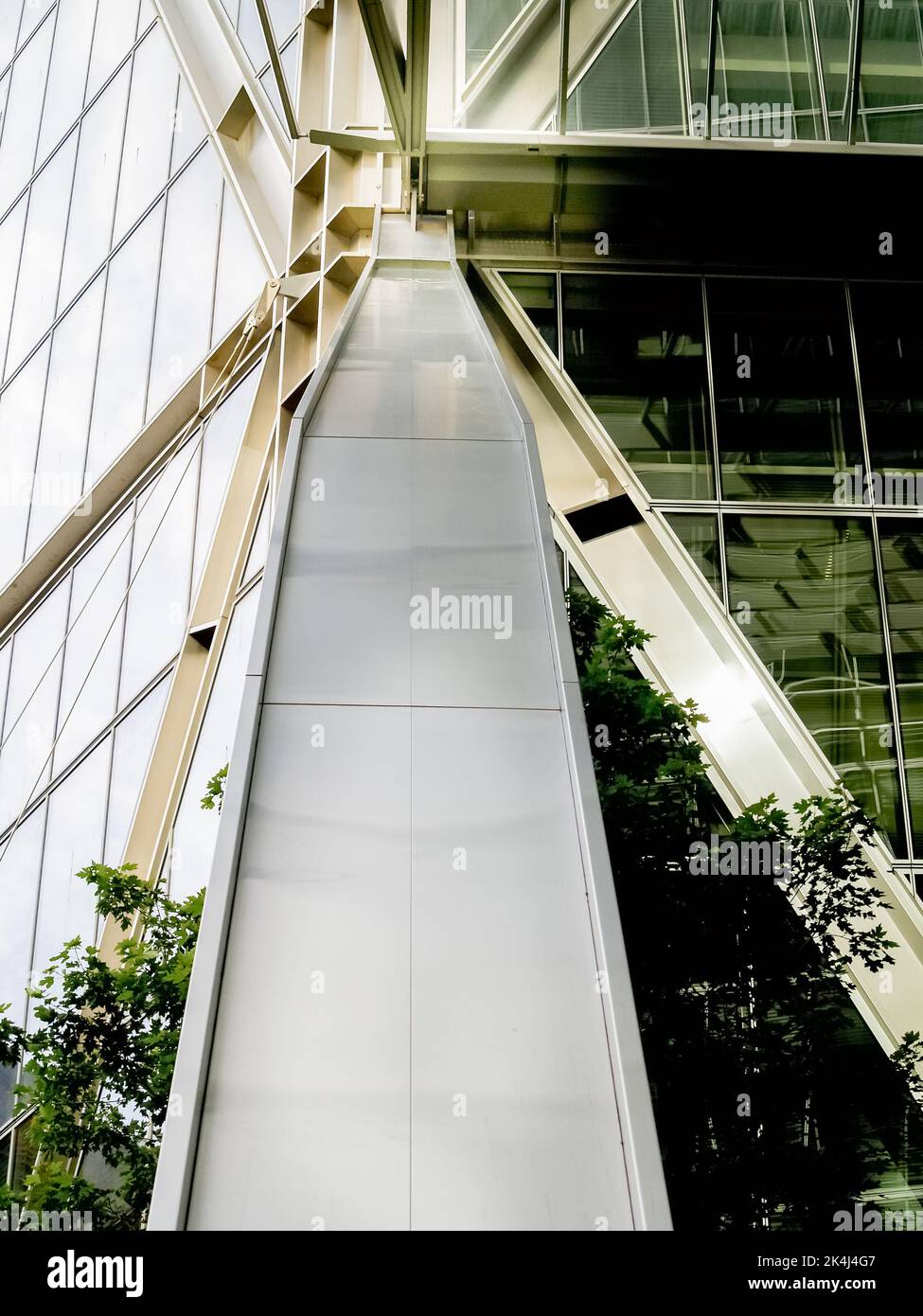 Steel structural elements of modern multi-storey building close-up ...