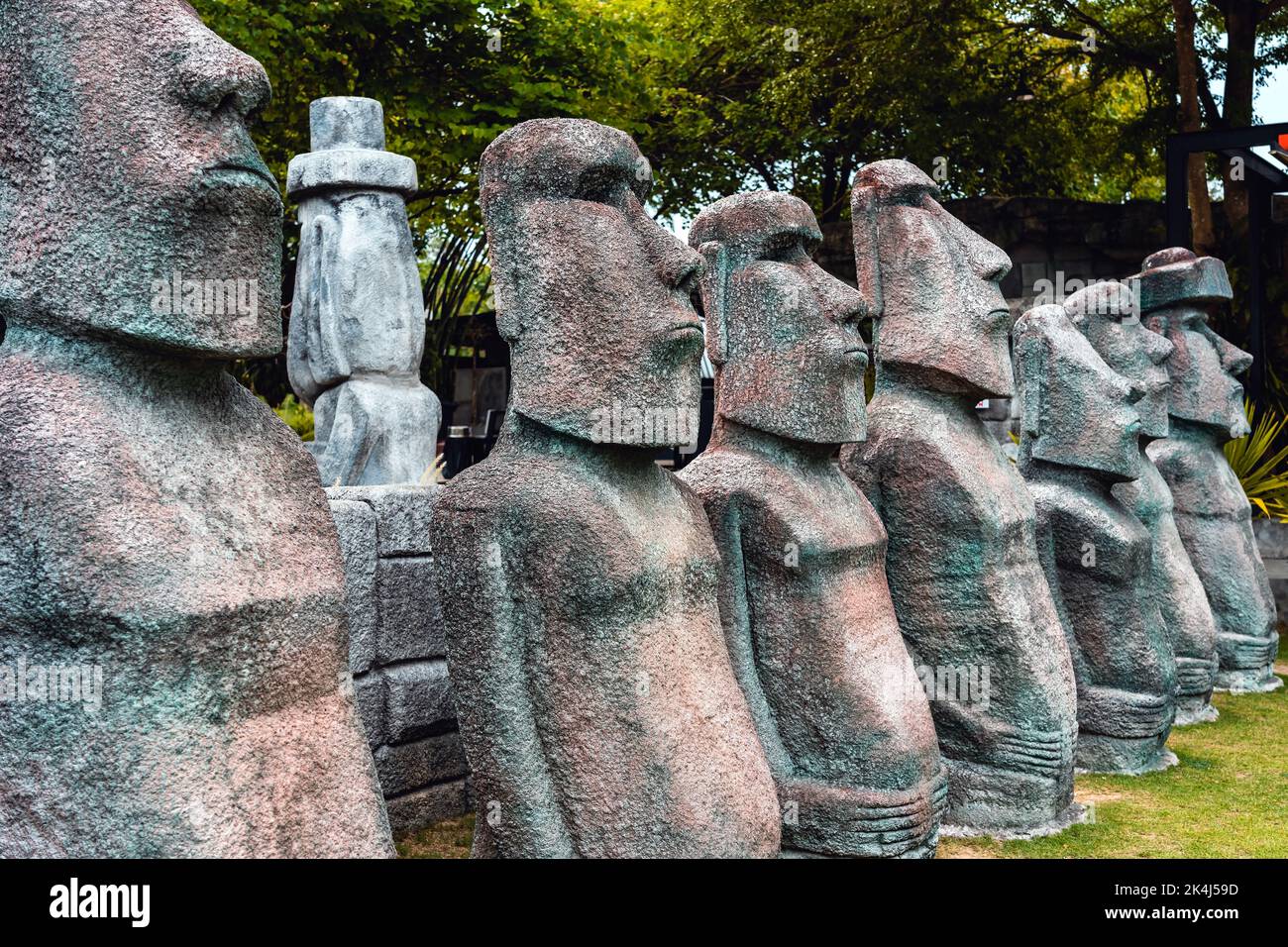 RATCHABURI, THAILAND-MAY 12, 2019 : Beautiful Moai imitation of the ...