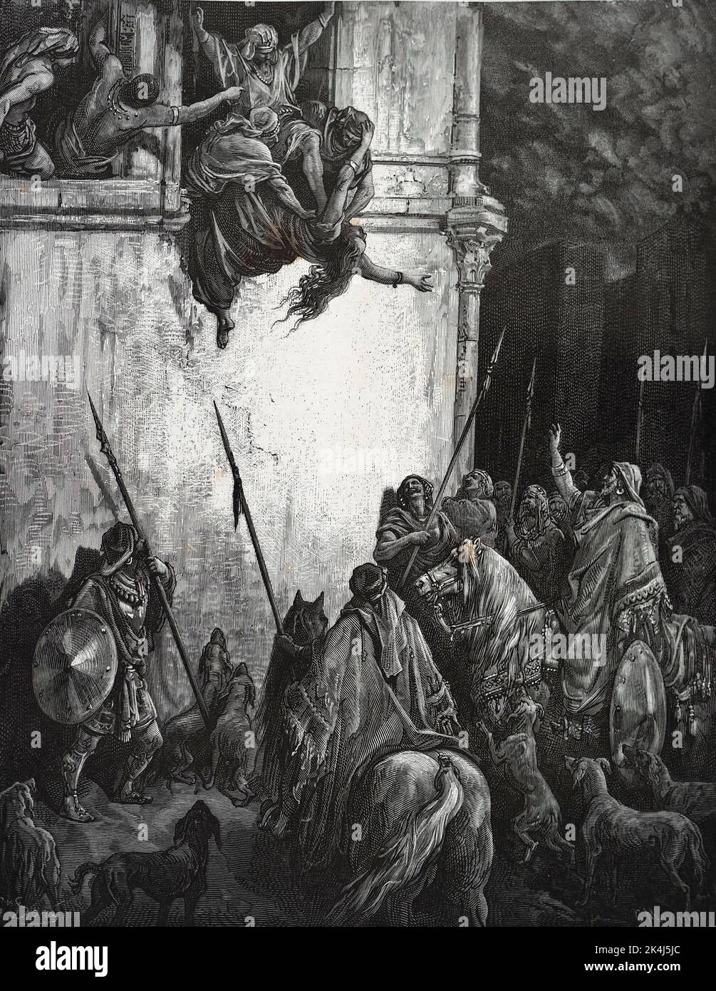 Jehu causes Jezebel (Jezabel) to fall to the window. Illustration by ...