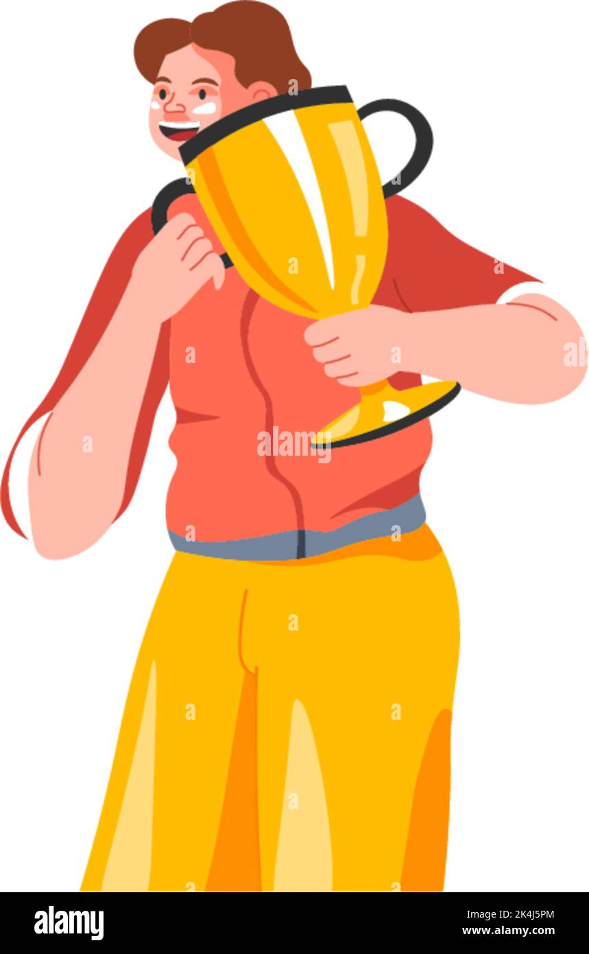 Man won trophy in sports event, champion vector Stock Vector Image ...
