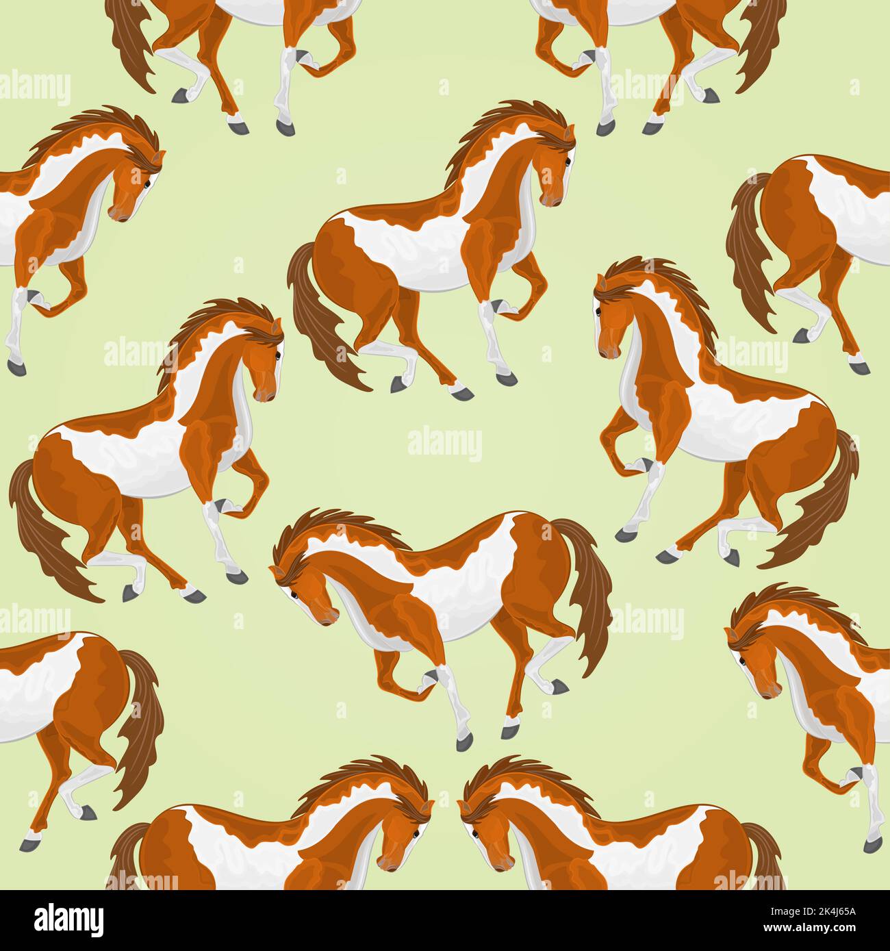 Seamless texture piebald horses stallions vector illustration Stock ...