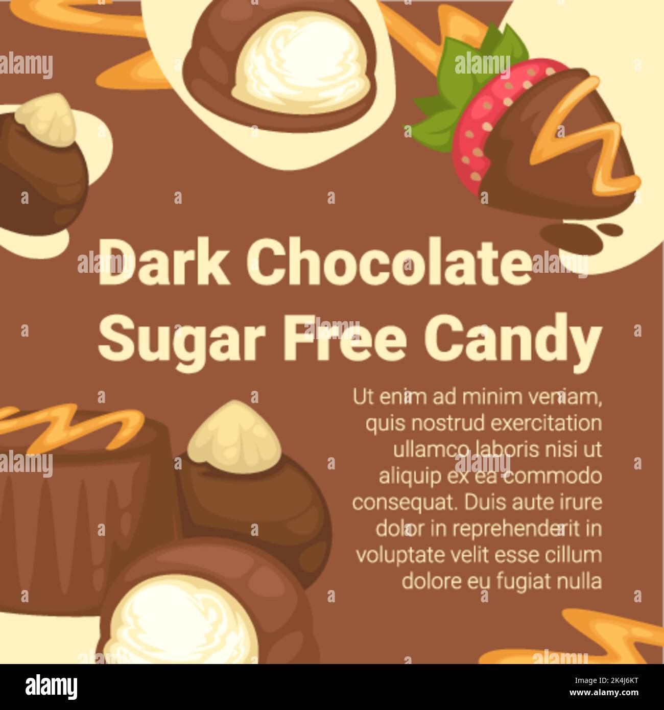 Dark chocolate sugar free candy shop advertisement Stock Vector Image ...