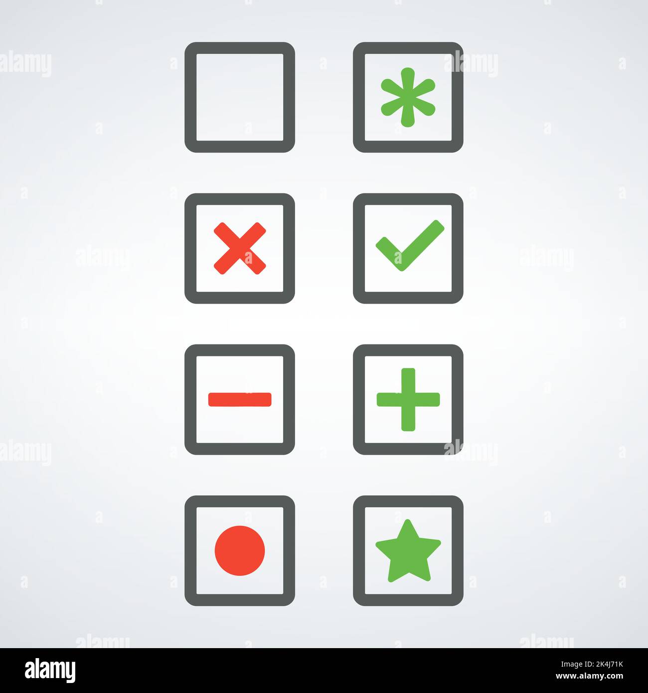 Tick and cross bullet box set signs.Tick icons big set. A check mark ...