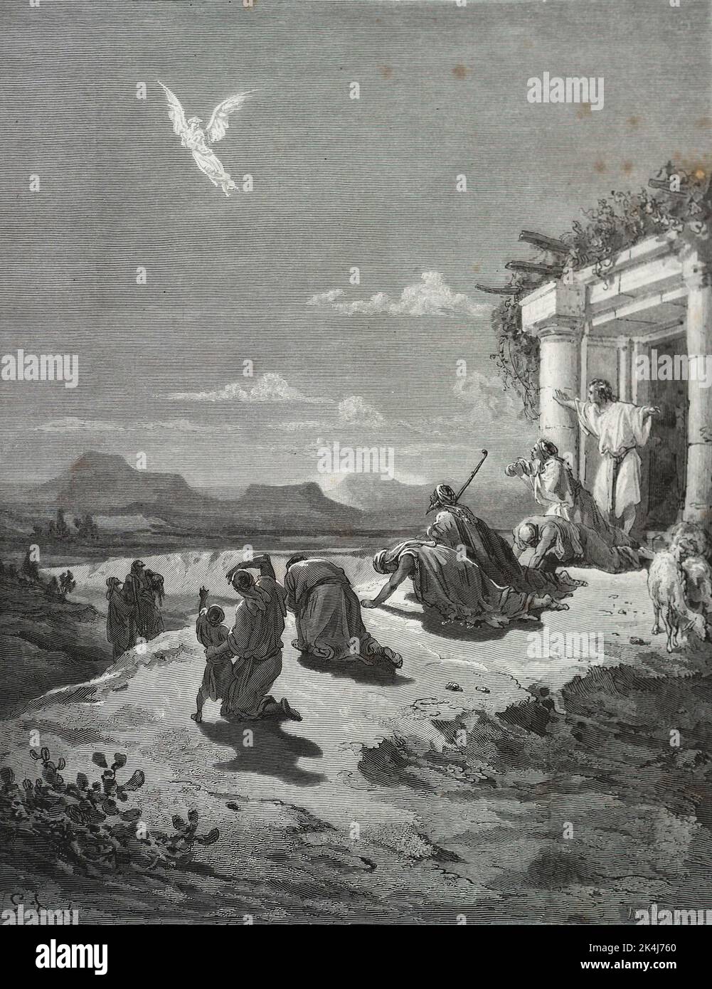 The Cabias family sees the angel Raphael disappear. Illustration by ...