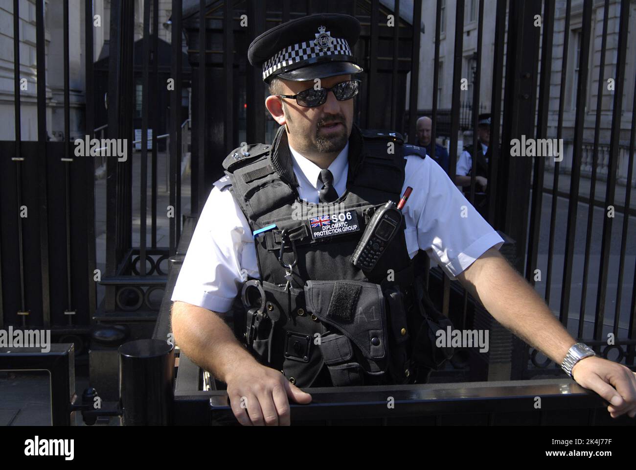 London/Engfland /British police officer on duty at main door 10 Downing ...