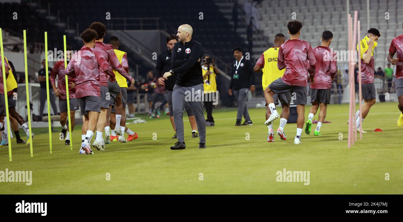 Qatar. 02nd Oct, 2022. The first open training of the first national ...