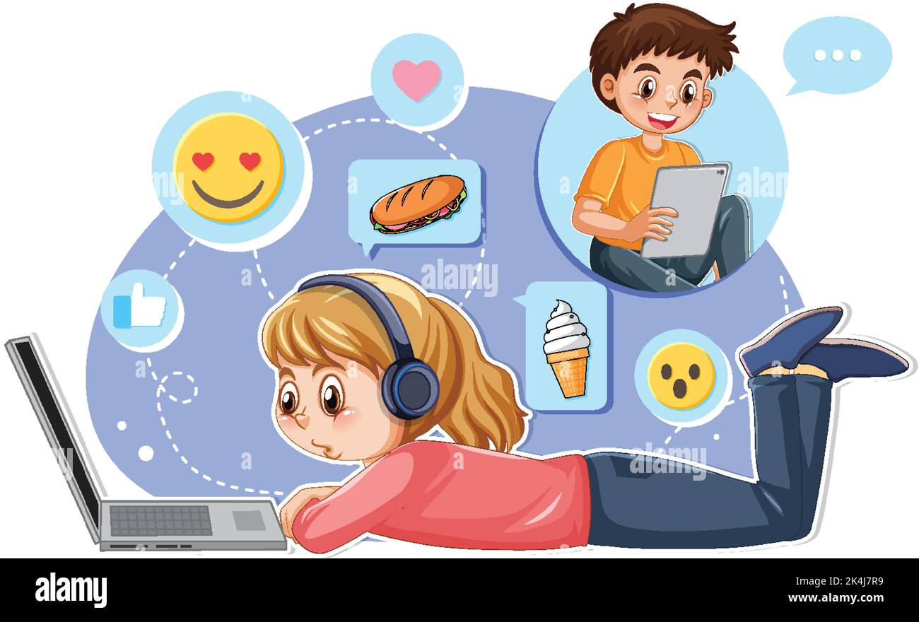 A girl browsing social media illustration Stock Vector Image & Art - Alamy