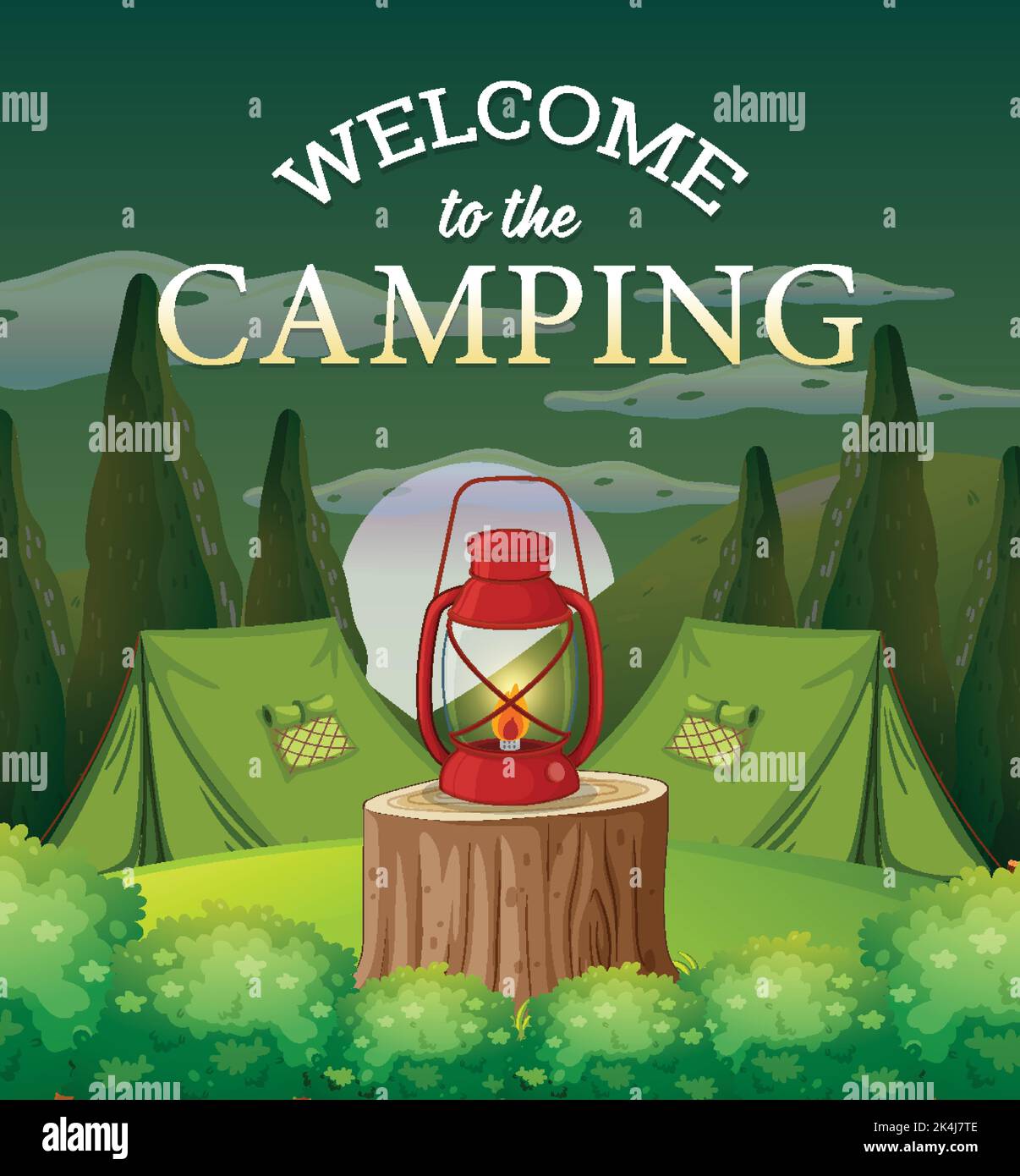 Welcome to the camping poster design illustration Stock Vector Image ...