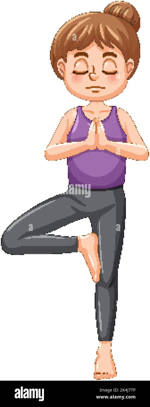 A girl doing yoga cartoon character illustration Stock Vector Image ...