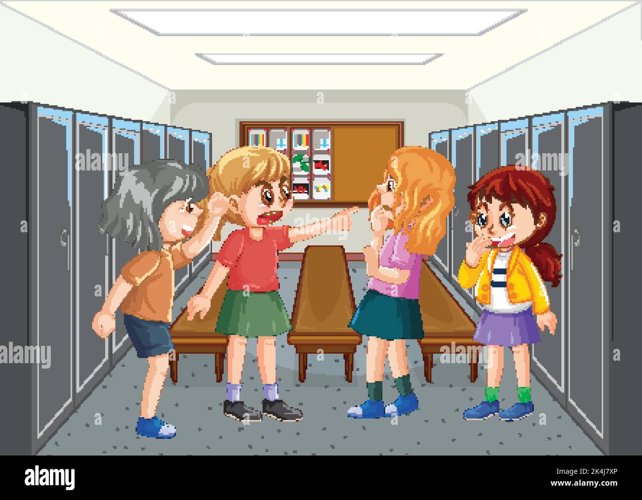 Bullying kids school scene illustration Stock Vector Image & Art - Alamy
