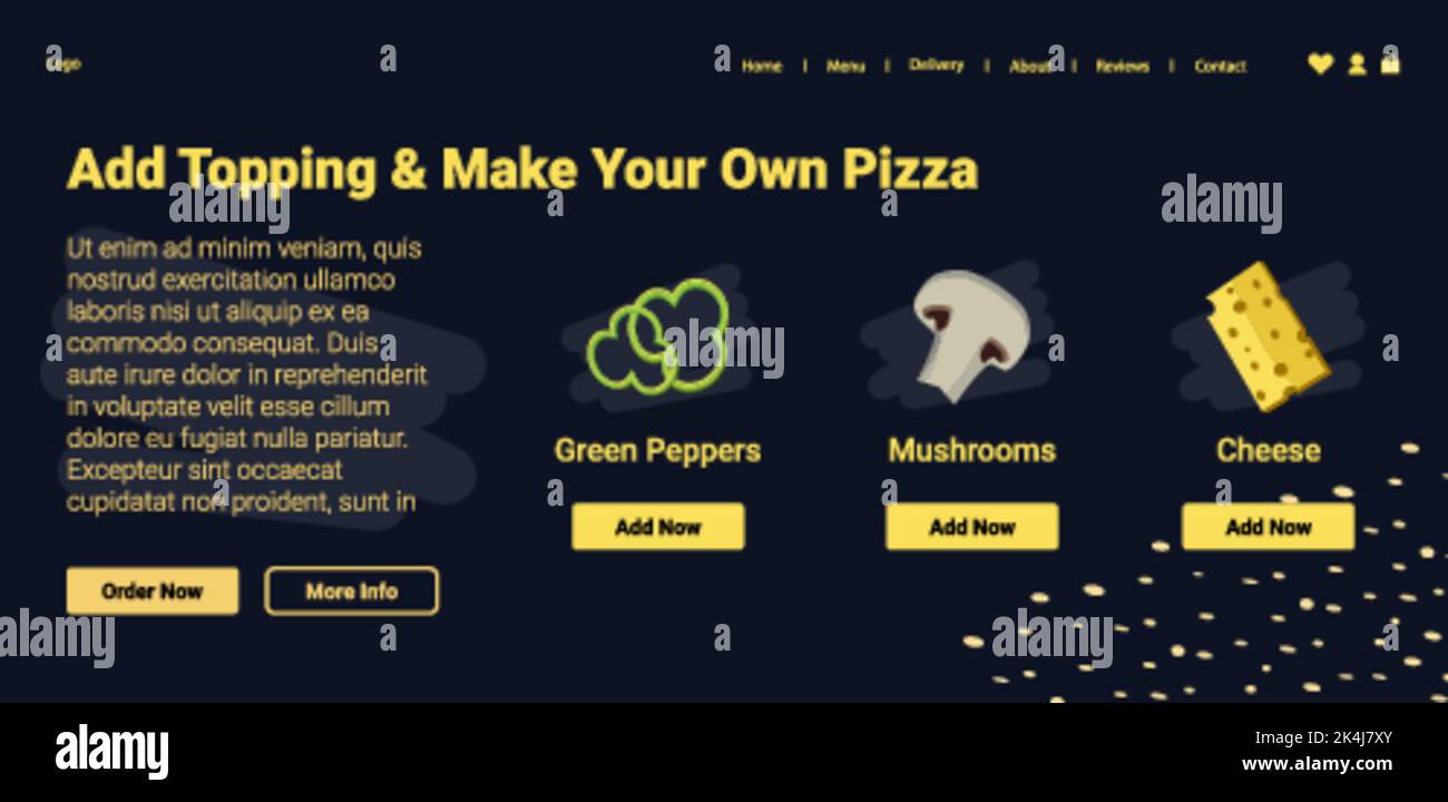 Add topping and make your own pizza, website page Stock Vector Image ...